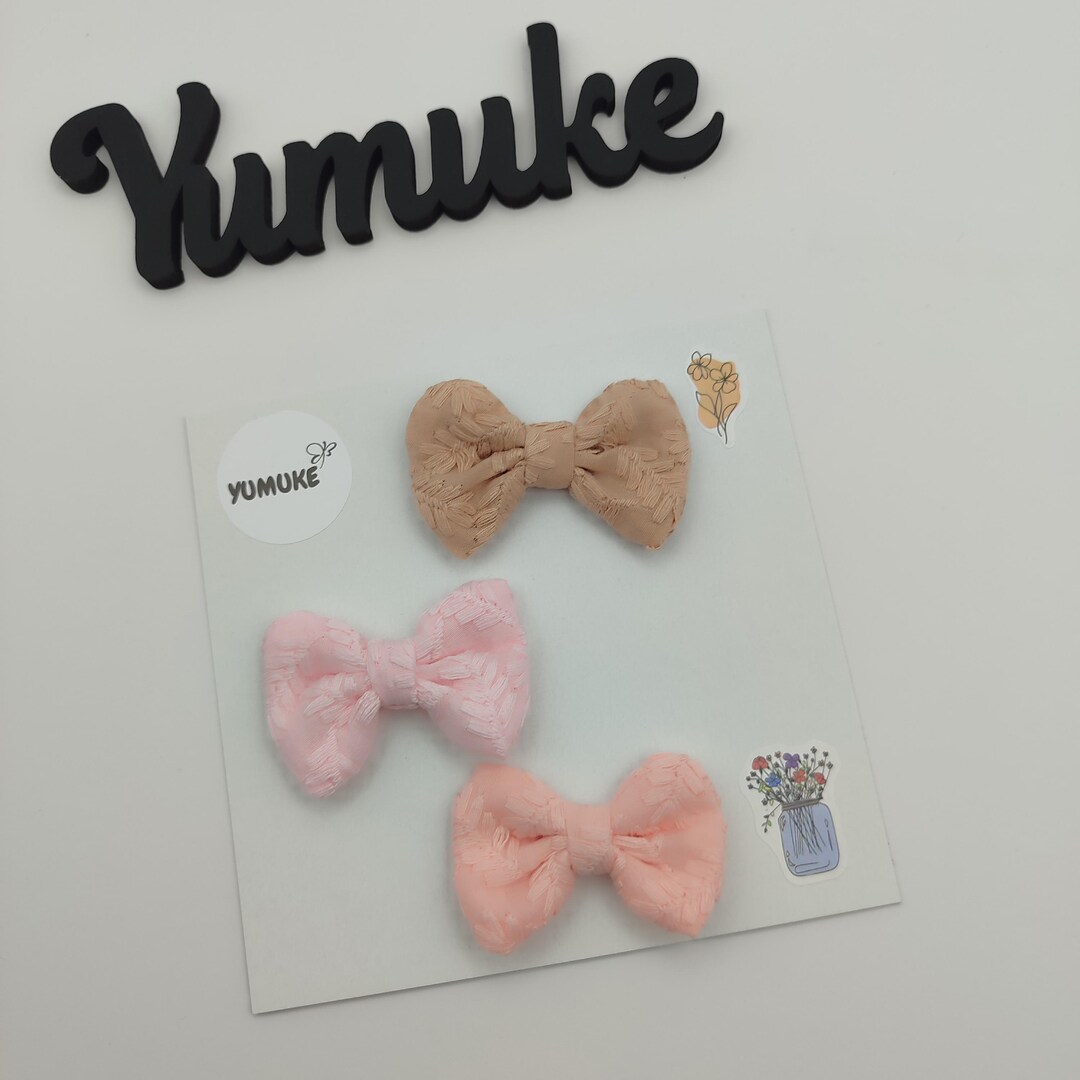 Barrette texturée pour bébé : nœud doux pour cheveux fins - café, rose ...