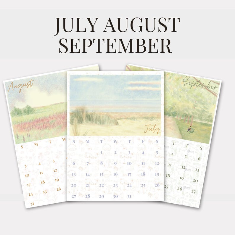 Summer Themed Calendar 2025 | July August September Planner ...