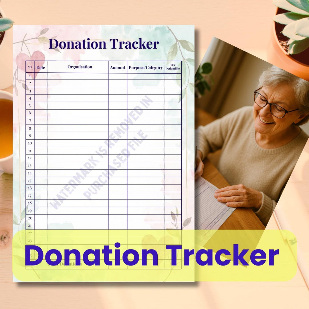 Donation Tracker Donation Log Template Fundraiser Planner Printable ...