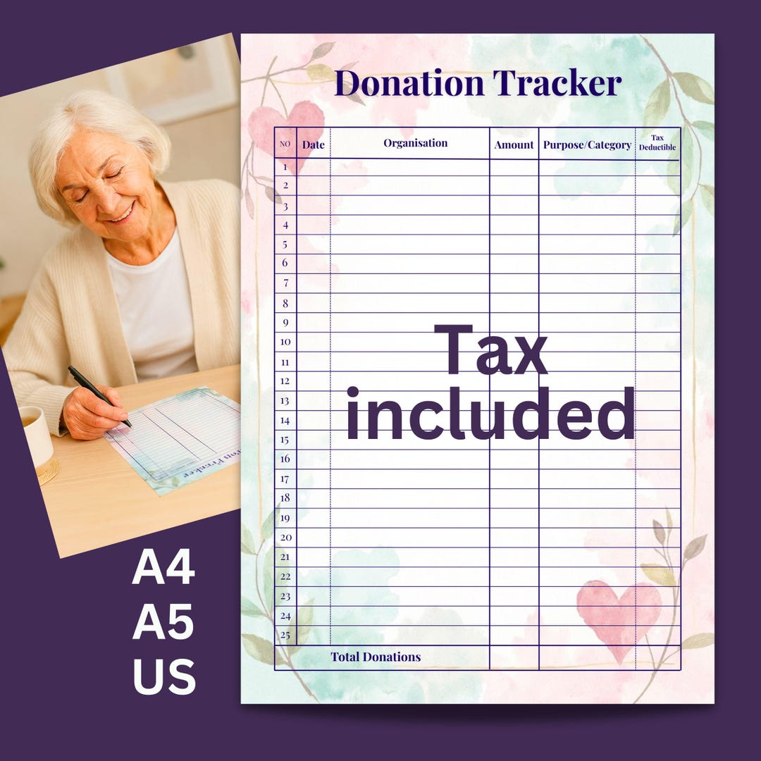 Donation Tracker Printable Charity Donations Log Giving Tracker ...