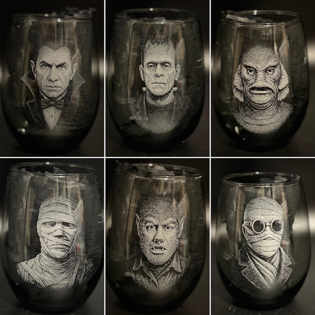 Classic Horror Monster Bar Glass Set | Mix & Match - Dracula ...