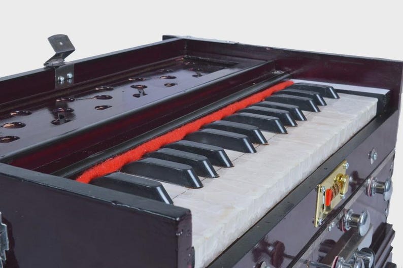 Indian Harmonium Double Kail Wood Musical Instrument 32 Keys 4 Stopper ...
