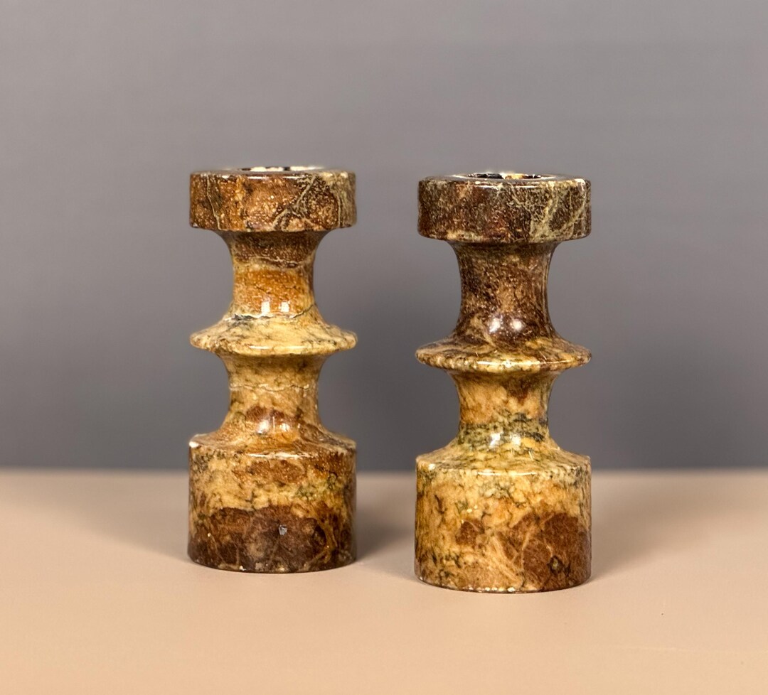 Vintage German Alabaster Candle Holders - Etsy