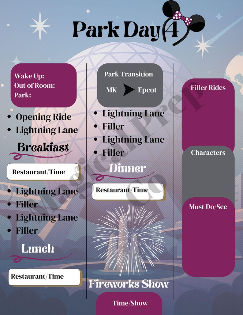 Epcot Themed Disney Day Planner - Etsy