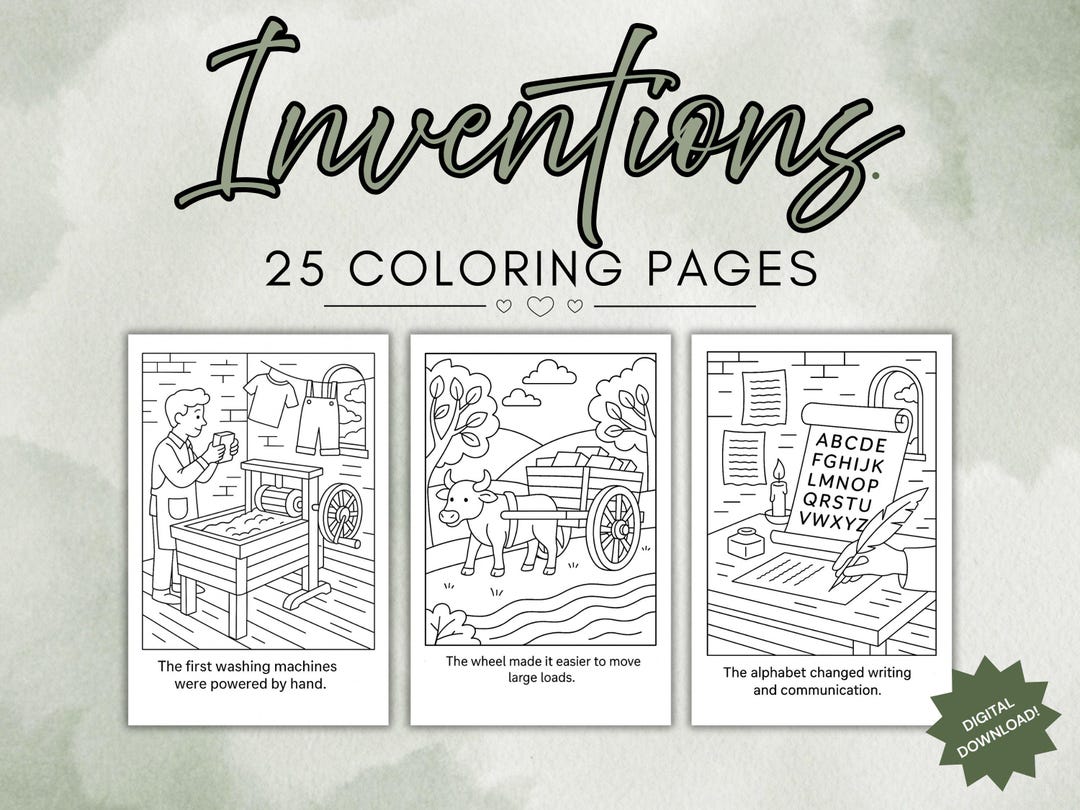 Inventions Coloring Book for Kids: STEM Educational Activity (printable ...