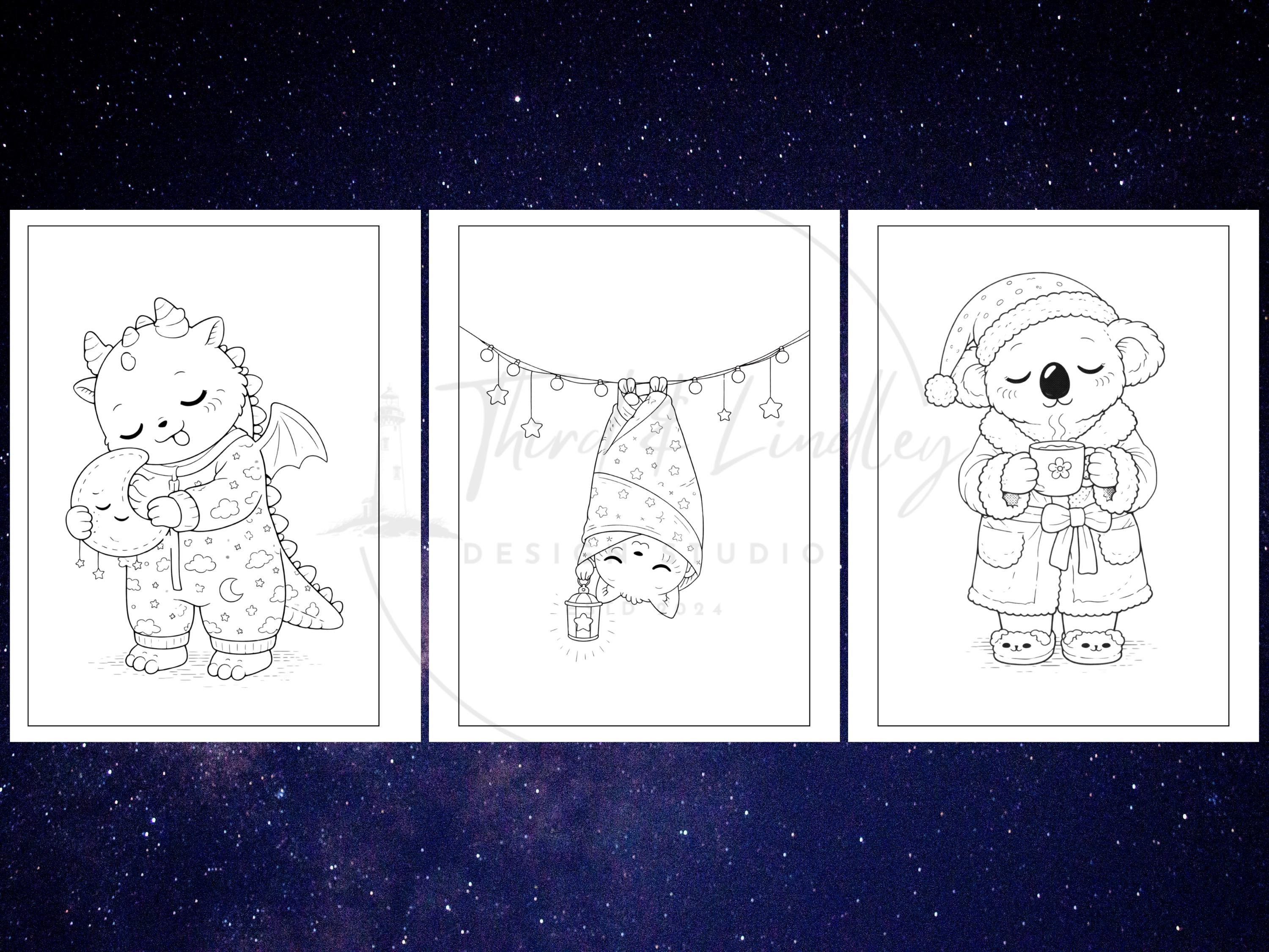 Dreamy Critters Coloring Book: 20 Cute, Sleepy Bedtime-themed Animal ...