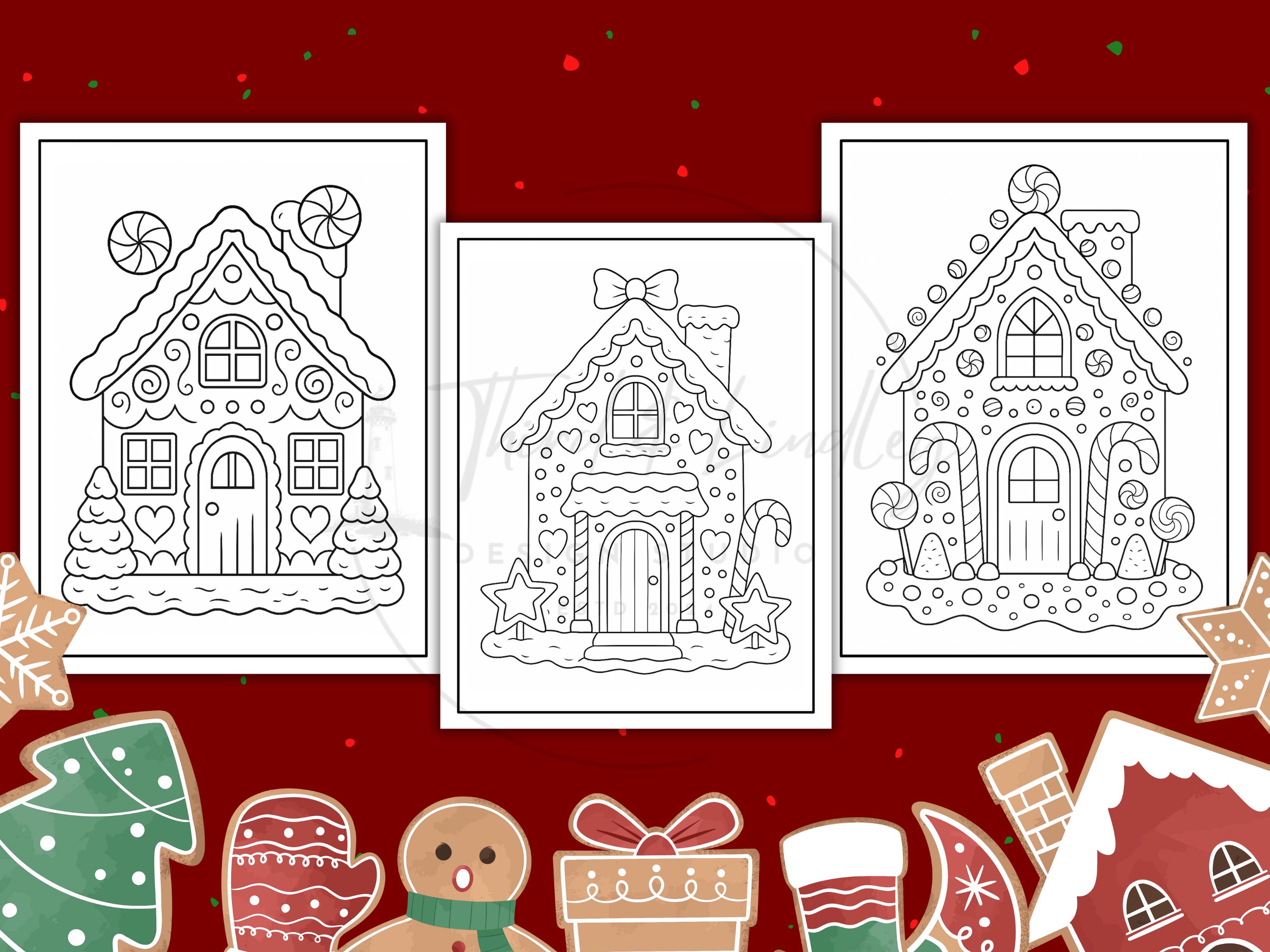 Gingerbread House Coloring Book: 30 Festive Printable Pages (digital ...