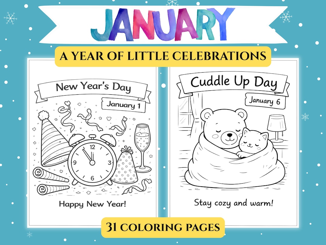 January Holiday Celebration Coloring Pages: 31 Holiday-themed ...