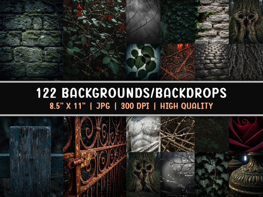 122 Dark Academia Backgrounds & Textures, Gothic Garden Junk Journal ...