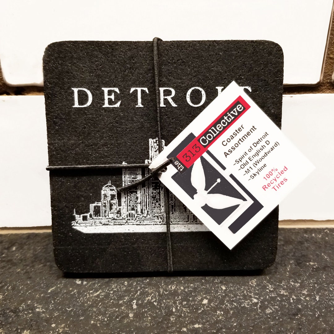 100% Recycled Tire Coasters Featuring Detroit Iconic Images - Etsy