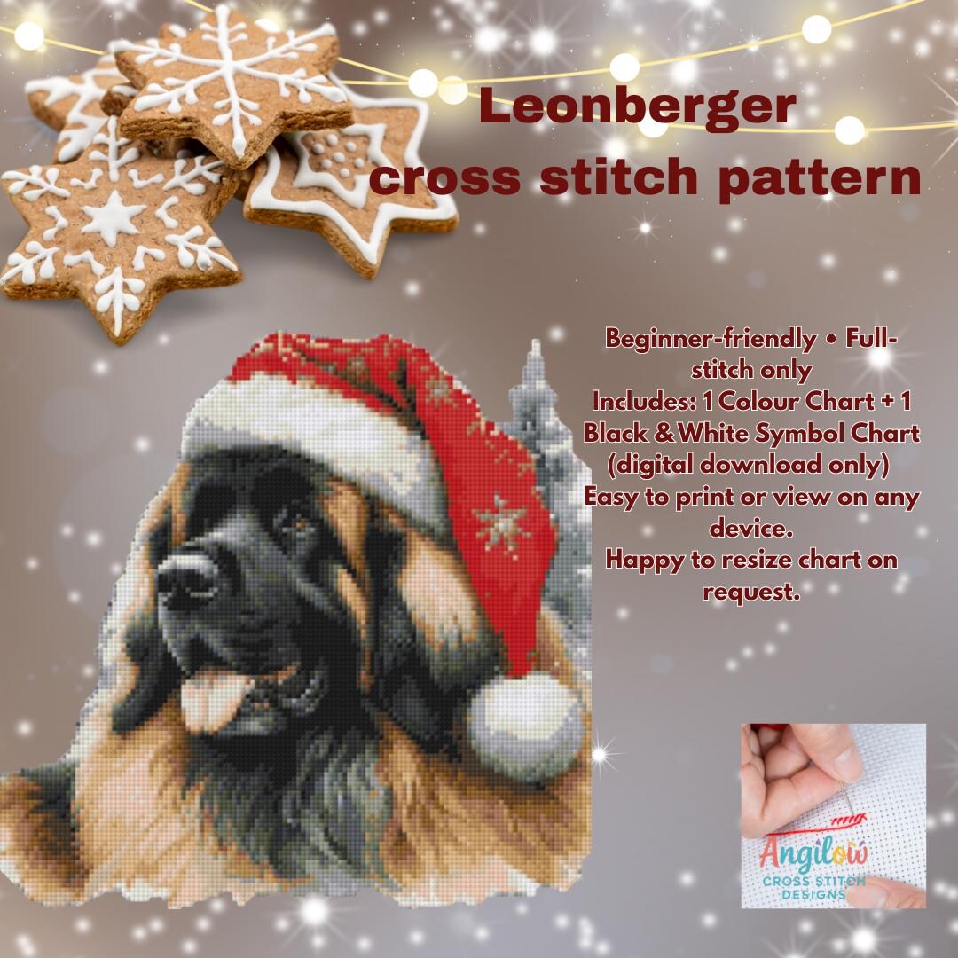 Christmas Leonberger Dog Cross Stitch Pattern: Festive Pet (PDF) - Etsy
