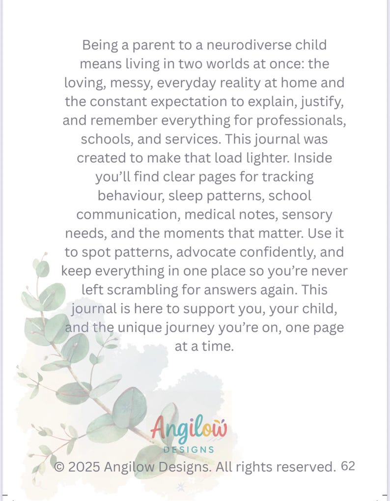 SEN Parent Tracker Printable. Autism Neurodivergent Child Planner ...