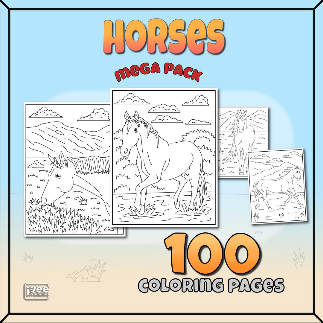 Horse Coloring Pages: 100 Printable Designs for Kids and Adults ( PDF ...