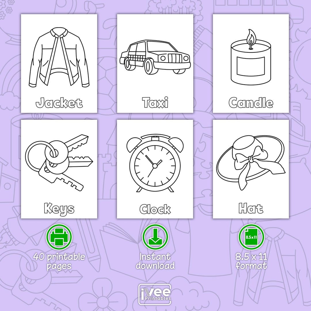 Toddler Coloring Book: 40 Fun Objects for Kids (digital Download PDF ...