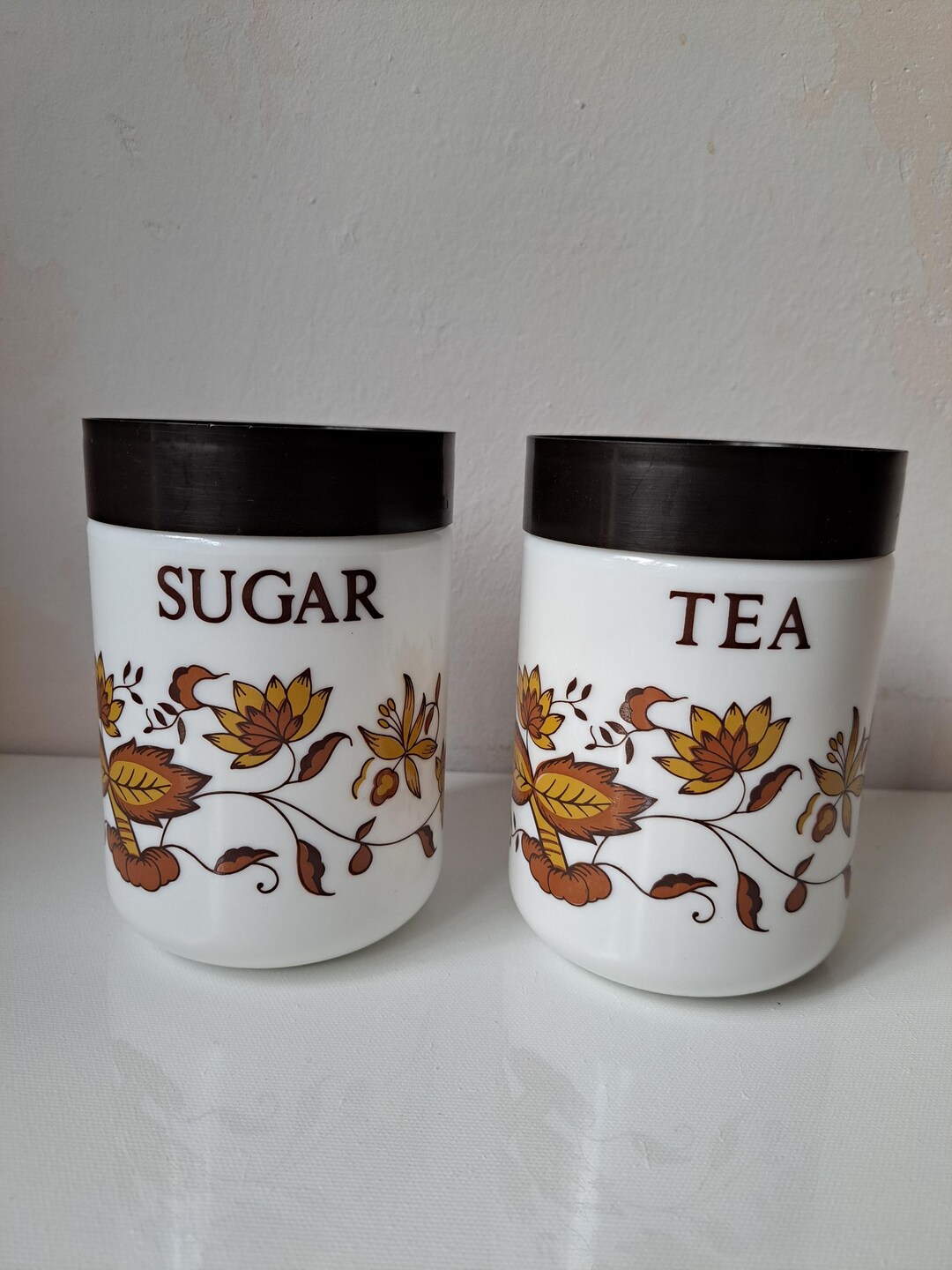 Cer-ve Parma Vintage 1970s Milk Glass Tea and Sugar Container Jar Set ...