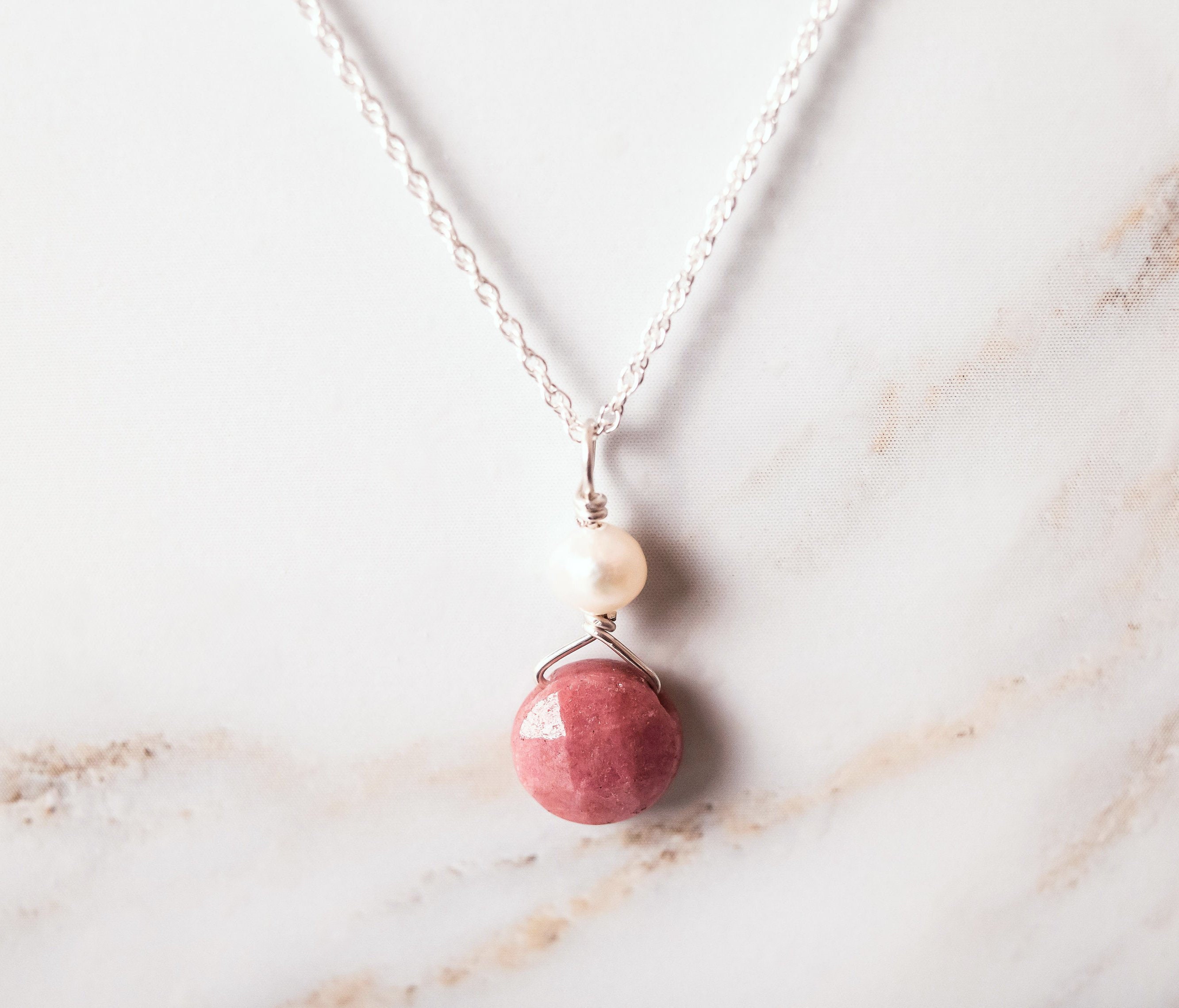 Rhodonite Necklace and Earring Set, Sterling Silver, Gold Filled ...