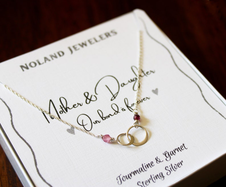 Mother Daughter Necklace, Interlocking Circles With Birthstones ...