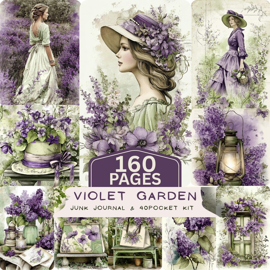 Victorian Violet Garden 160 Junk Journal Vintage Floral Collage 40 ...