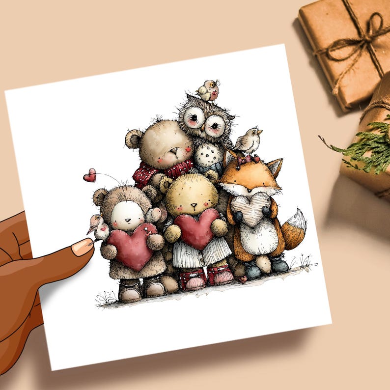 Valentine Woodland Animals Clipart, 84 PNG Forest Friends (digital ...