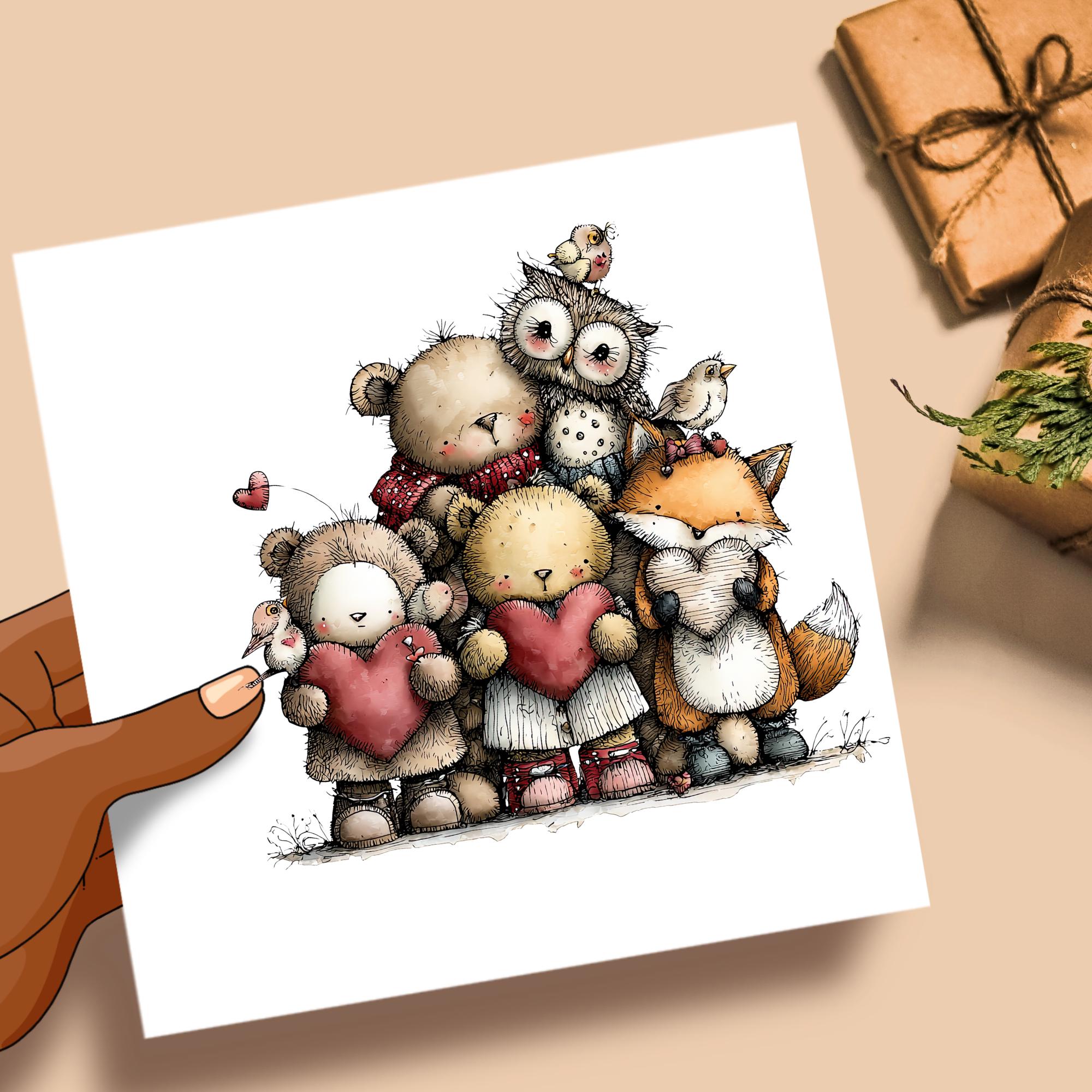 Valentine Woodland Animals Clipart, 84 PNG Forest Friends (digital ...