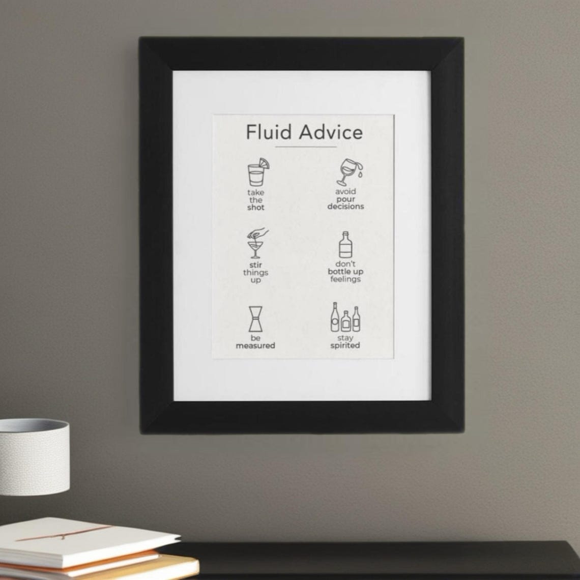 Minimalist Digital Print - Bar Art With a Wink - Fluid Advice - Etsy