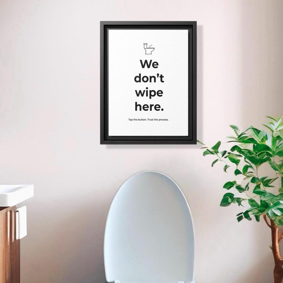 Funny Bidet Bathroom Art: Minimalist Canvas "we Don't Wipe Here" Wall ...