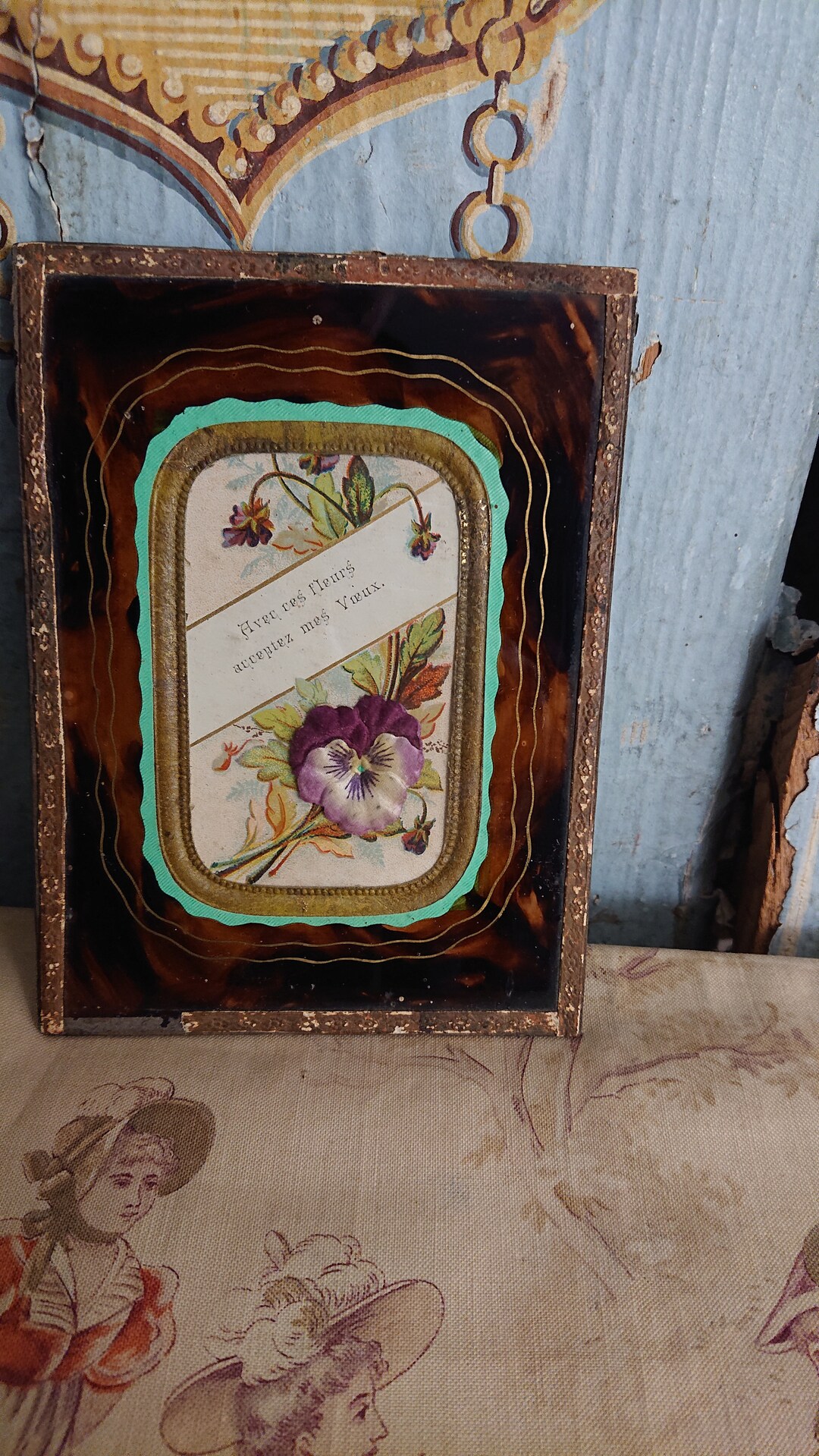 Beautiful Antique French Token D'amour Love Token With Silk Violet ...