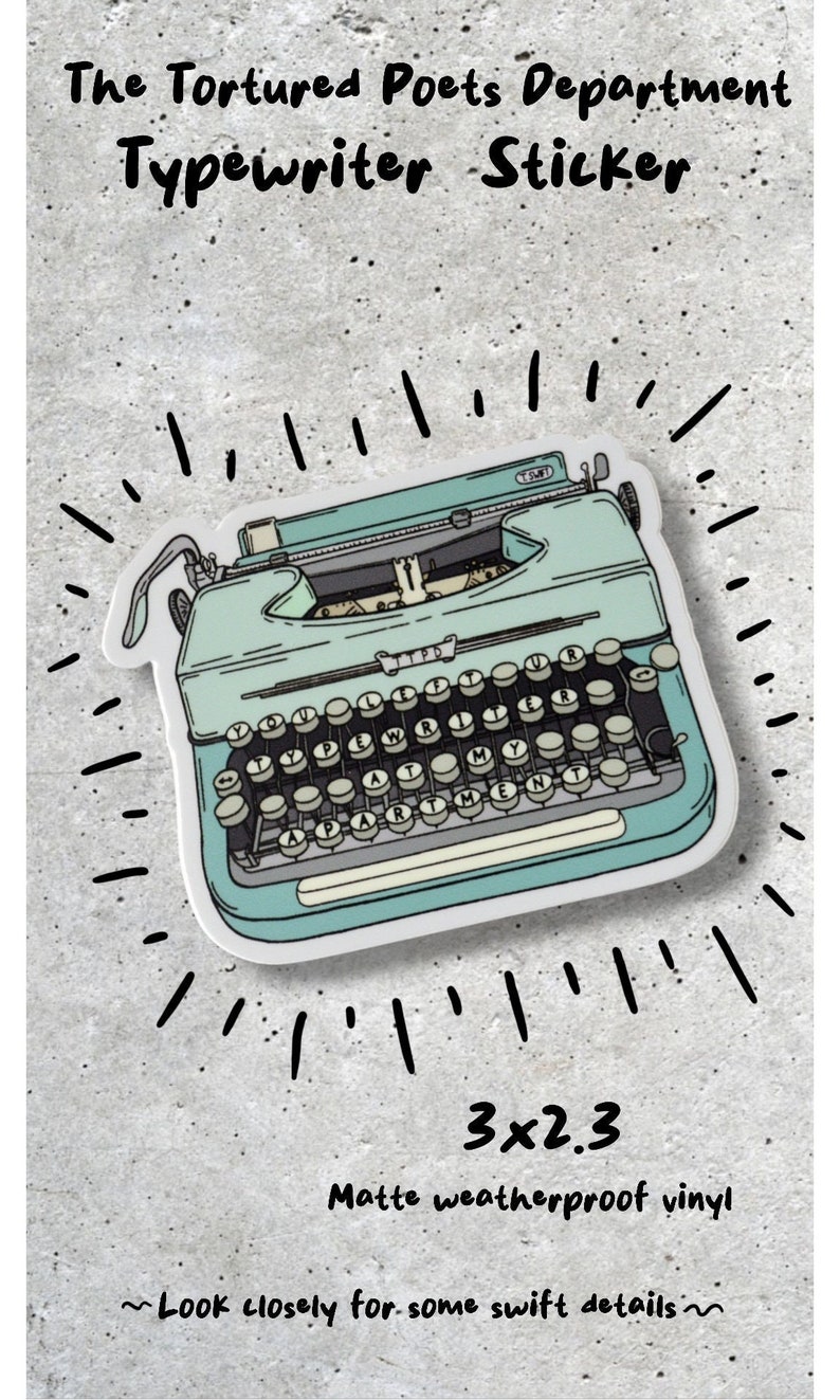 Tortured Poets Department Typewriter Vinyl Sticker. TTPD. Taylor ...