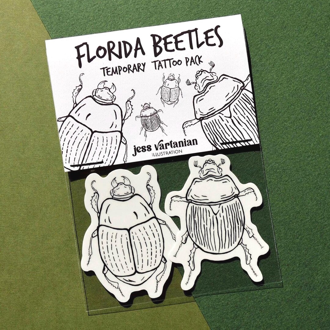 Florida Beetles Temporary Tattoo Pack of Two. 2x2. Gopher Tortoise ...