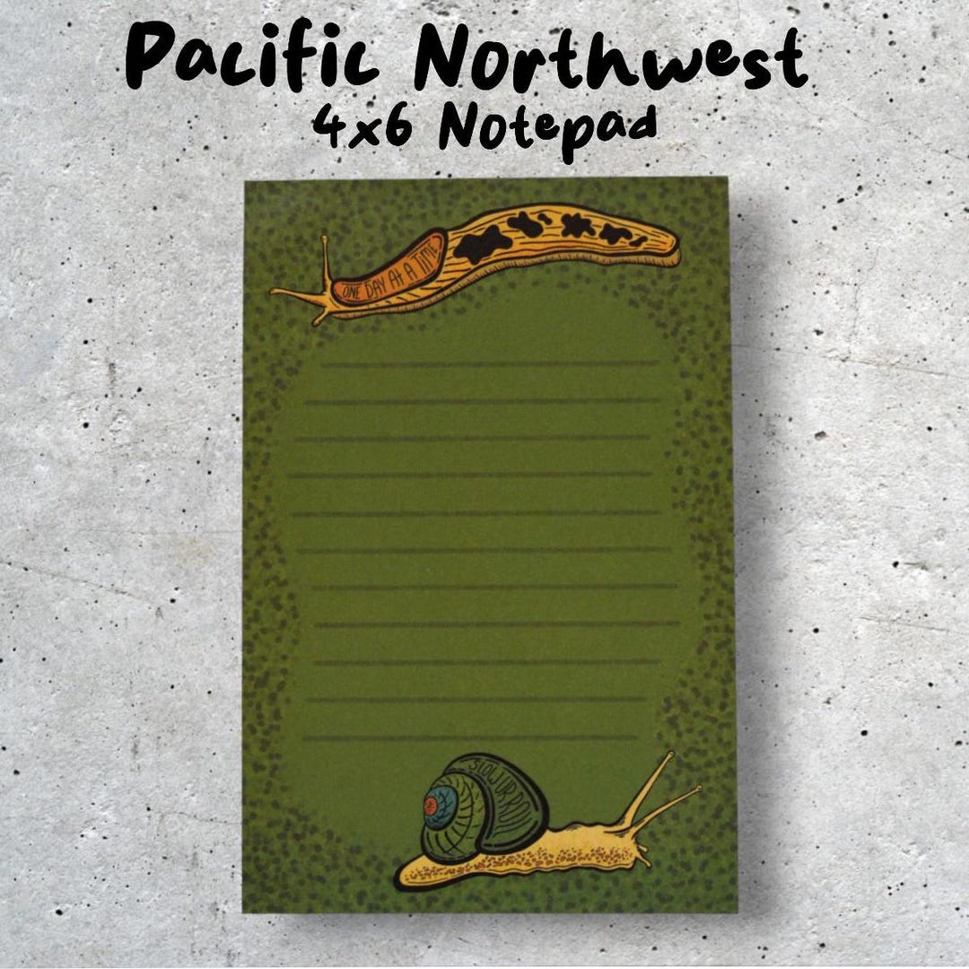 Banana Slug & Pacific Sidebar Snail Notepad. Pacific Northwest. Just ...