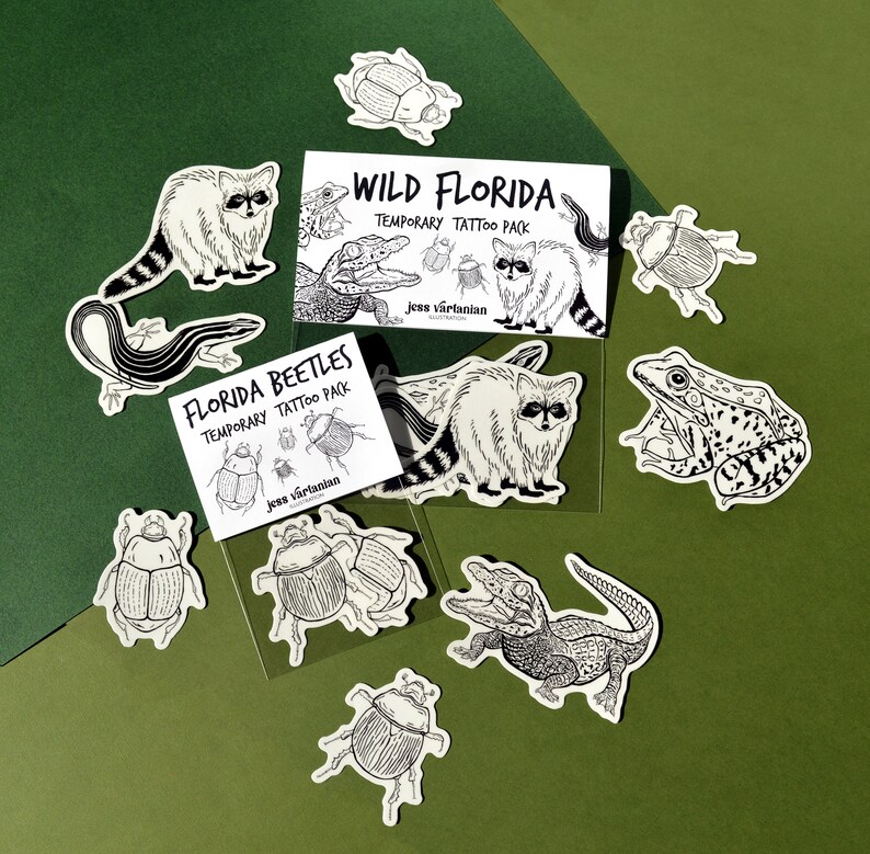 Florida Beetles Temporary Tattoo Pack of Two. 2x2. Gopher Tortoise ...