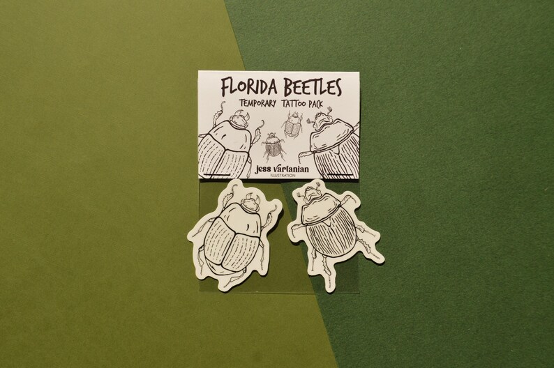 Florida Beetles Temporary Tattoo Pack of Two. 2x2. Gopher Tortoise ...