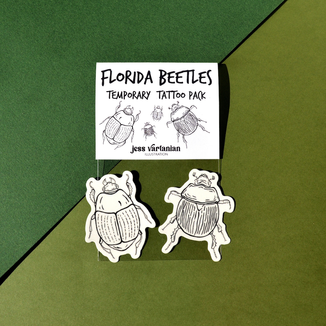 Florida Beetles Temporary Tattoo Pack of Two. 2x2. Gopher Tortoise ...