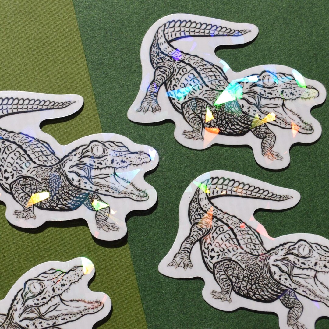 American Alligator Mini Holographic Gloss Sticker. Set of 6. Gator ...