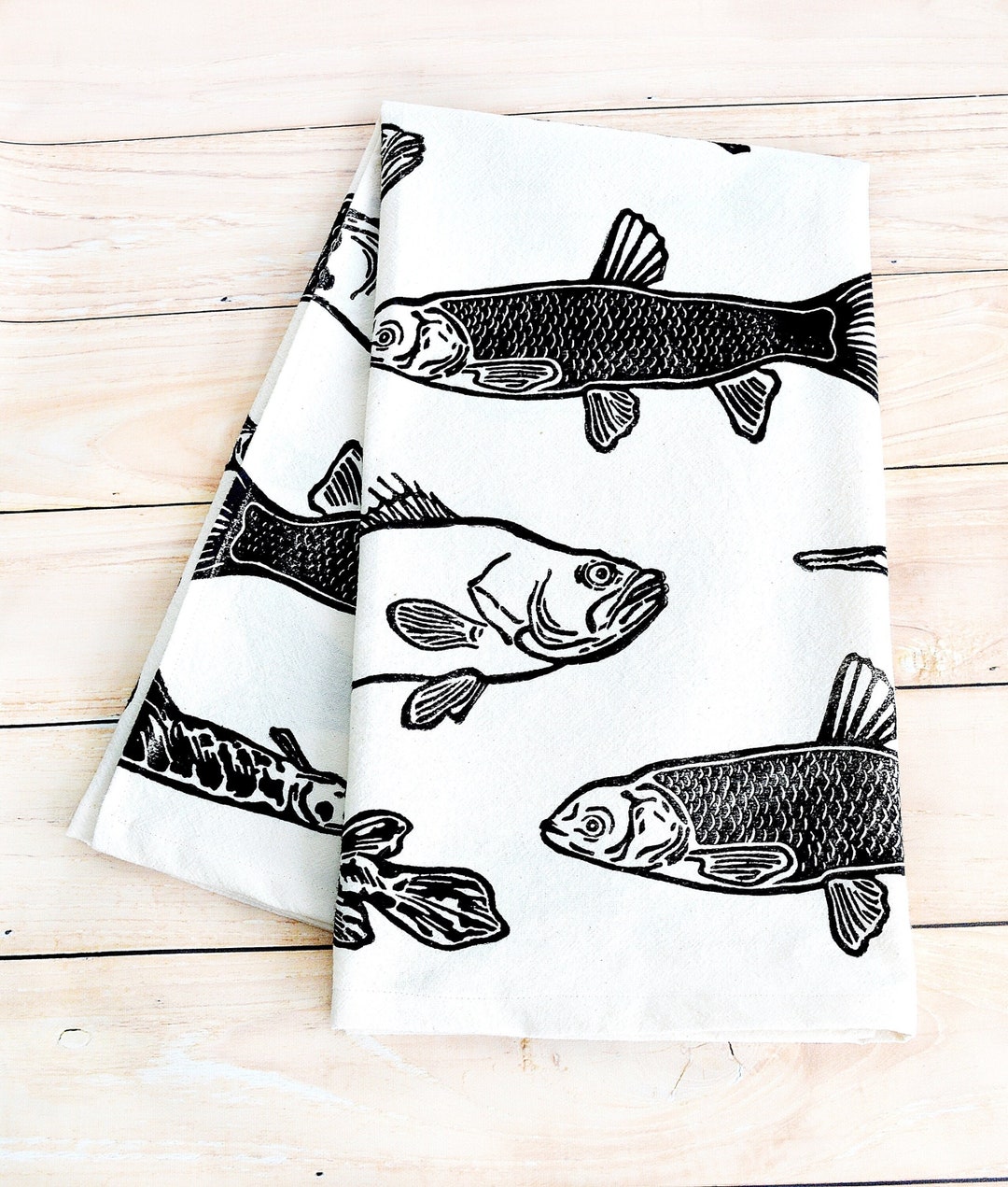 Florida Fish Tea Towel. Large Mouth Bass. Alligator Gar. Grass Carp ...
