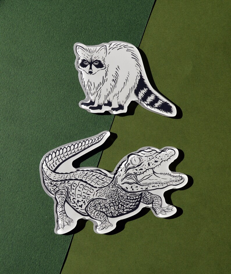 Alligator Magnet. Gator. Ink Illustration. Hand Drawn Illustration ...