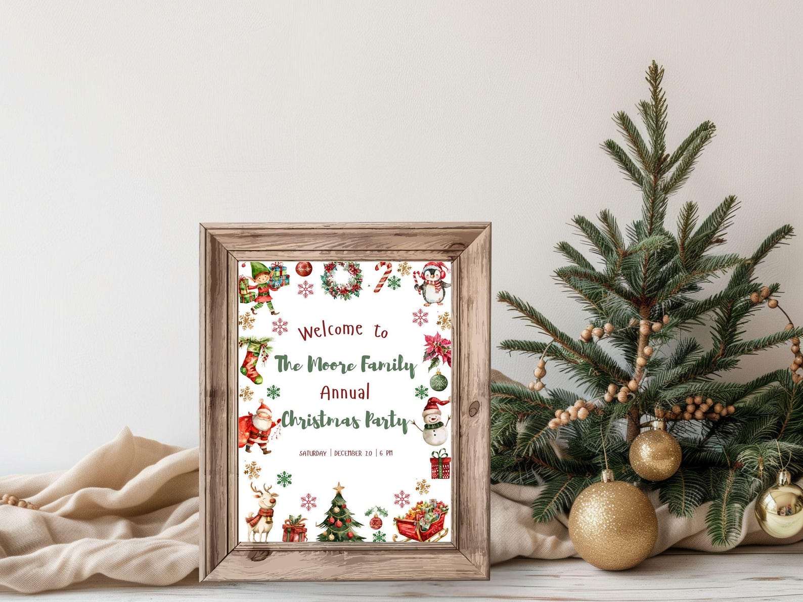 Christmas Party Welcome Sign Template Editable Holiday Party Custom ...