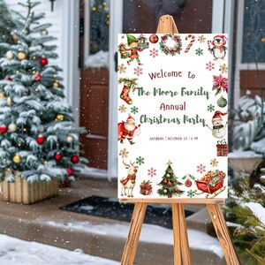 Christmas Party Welcome Sign Template Editable Holiday Party Custom ...