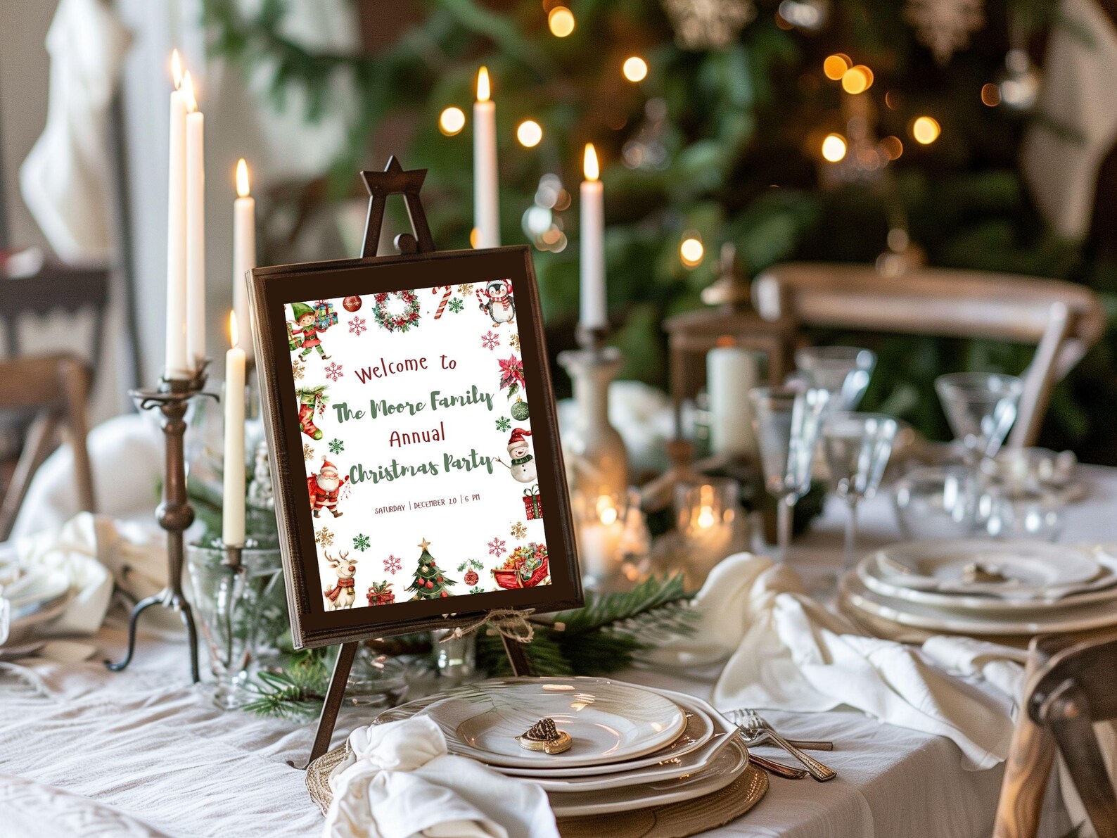Christmas Party Welcome Sign Template Editable Holiday Party Custom ...