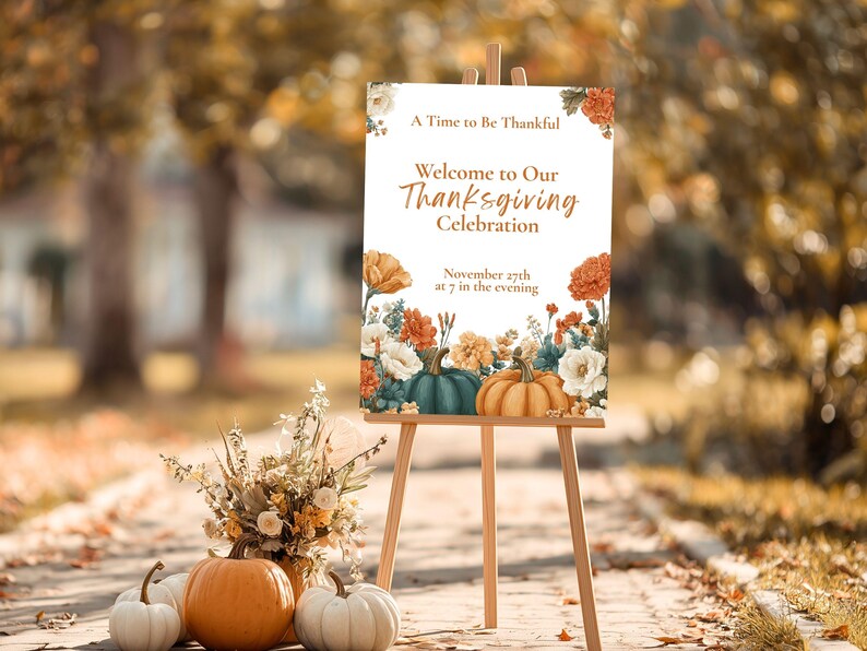 Editable Thanksgiving Sign Printable Welcome Sign for Dinner Party ...