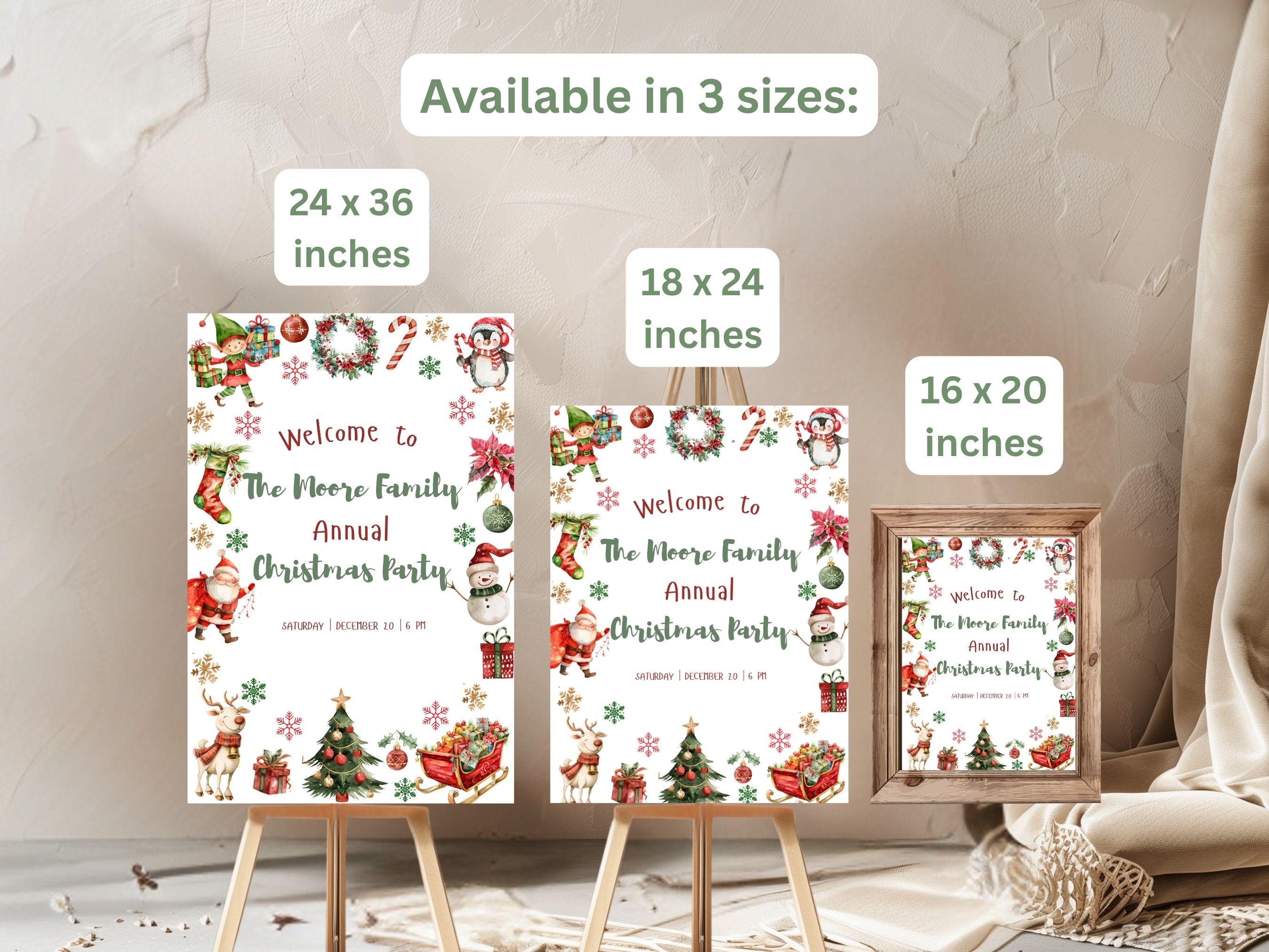 Christmas Party Welcome Sign Template Editable Holiday Party Custom ...