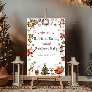 Christmas Party Welcome Sign Template Editable Holiday Party Custom ...