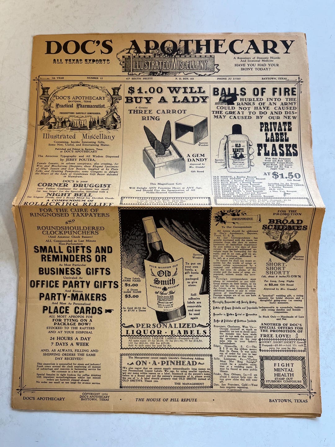 Vintage 1959 Doc’s Apothecary Illustrated Miscellany Paper ...
