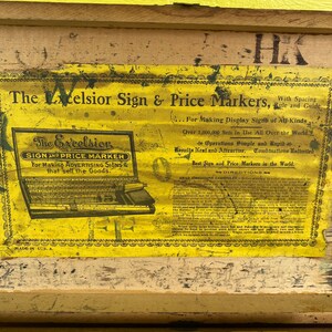 Antique the Excelsior Sign & Price Marker Kit in Dovetail Box Almost ...
