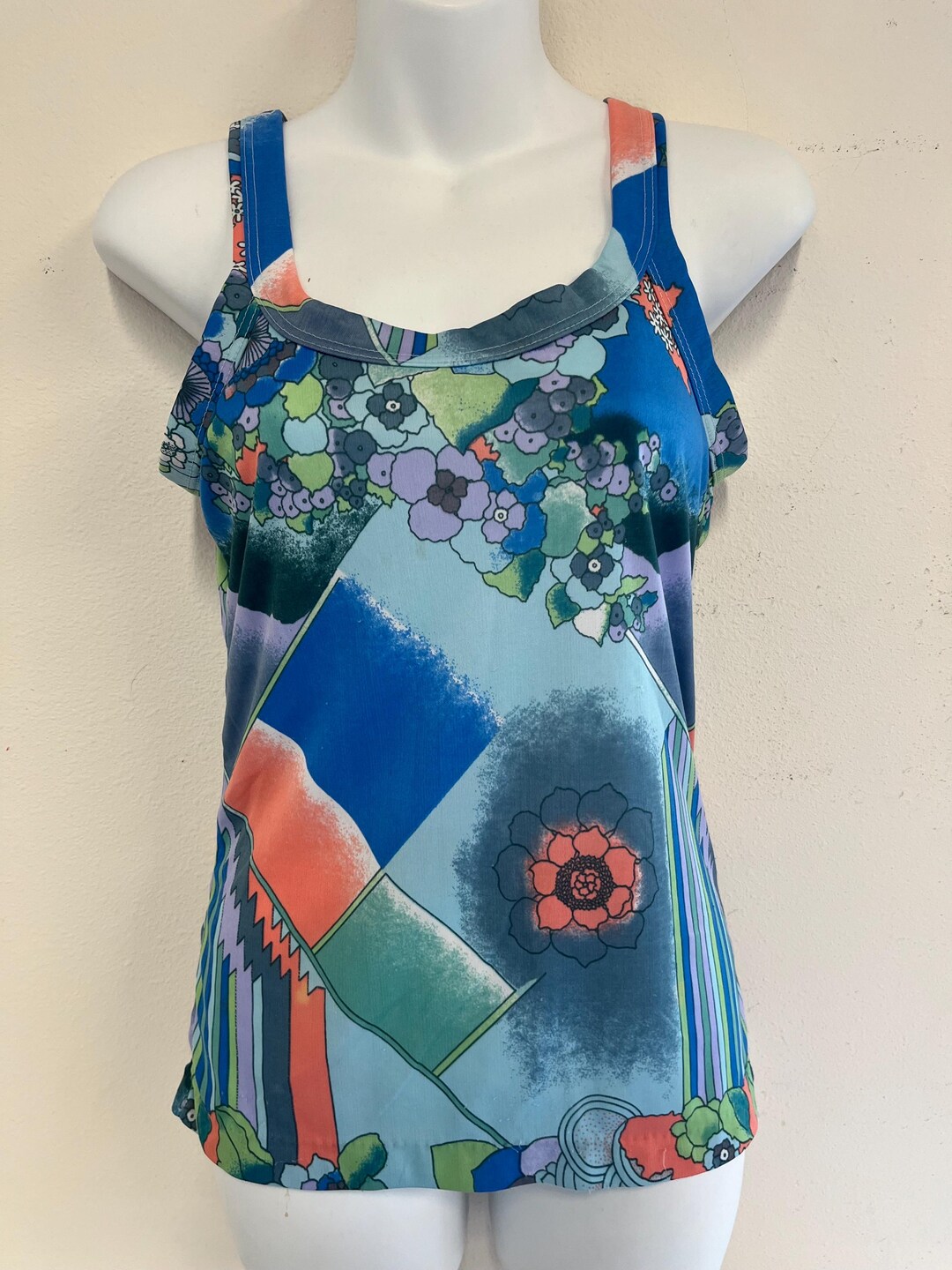 Vintage 1970s Double Knit Polyester Tank Top Size Medium - Etsy