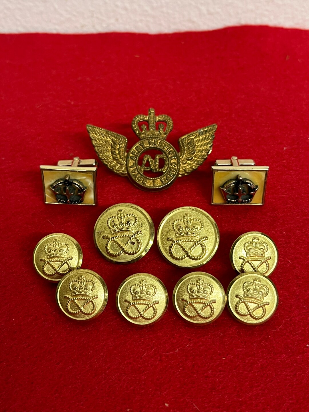 Vintage Royal Army Service Corp Pin and Buttons With Crown Themed Swank ...