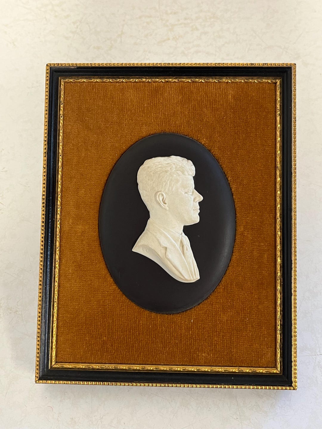 Vintage Wedgwood Black Jasperware Plaque of President John F Kennedy in ...