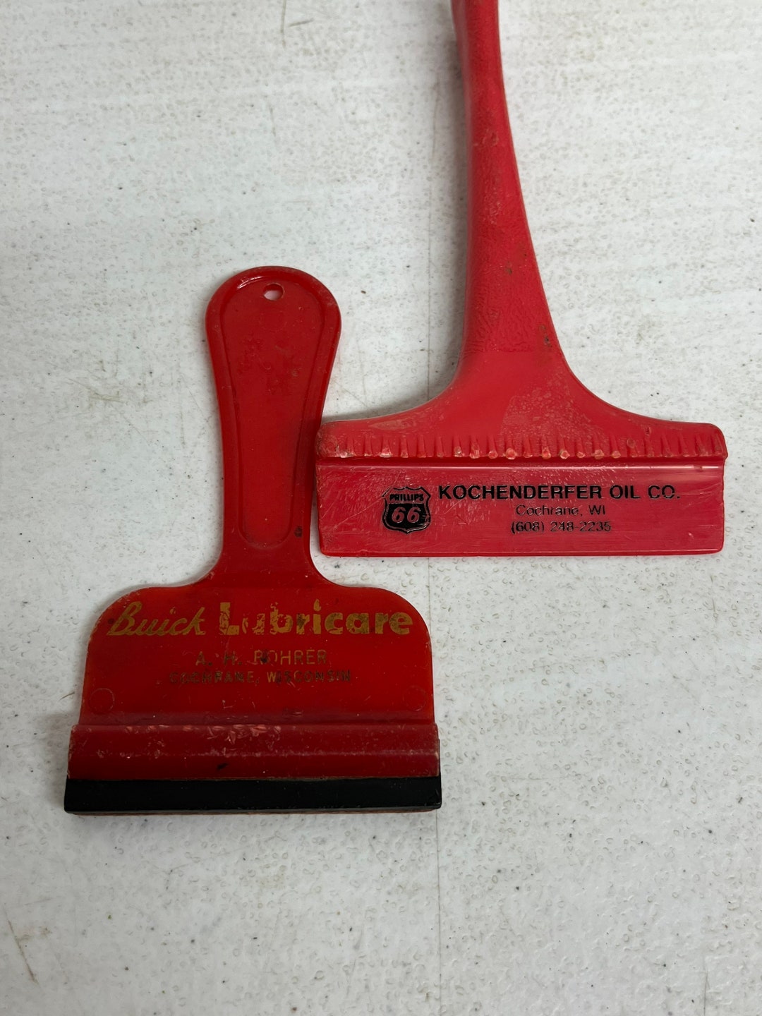 Vintage Pair of Red Plastic Auto Scrapers Advertising Cochrane ...