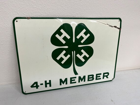 Vintage 4-H Member White and Green Metal Sign - Etsy