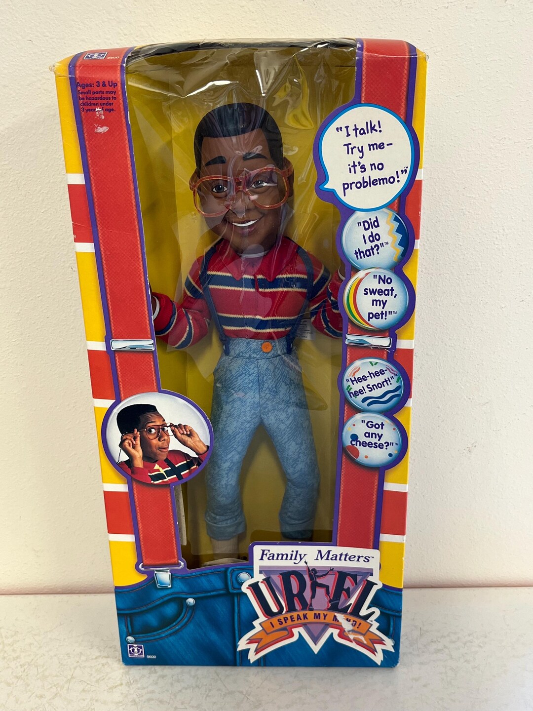 Vintage 1991 Steve Urkel Doll In Package By Hasbro Toys Working